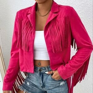 Jackets & Coats | New Chic Faux Suede Leather Fringe Western Jacket Hot ...